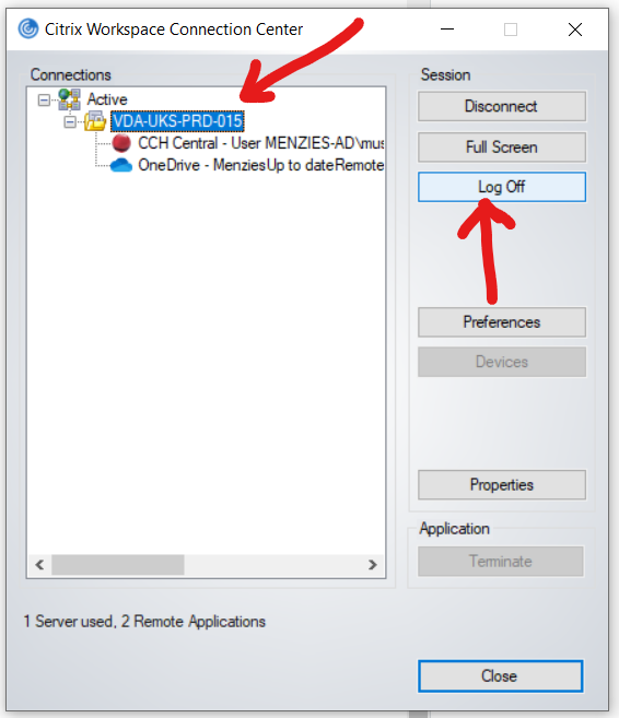 A program in Citrix is not responding – Menzies