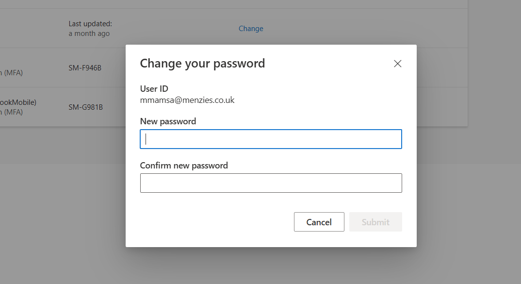 Reset, Change or Expired Password – Menzies